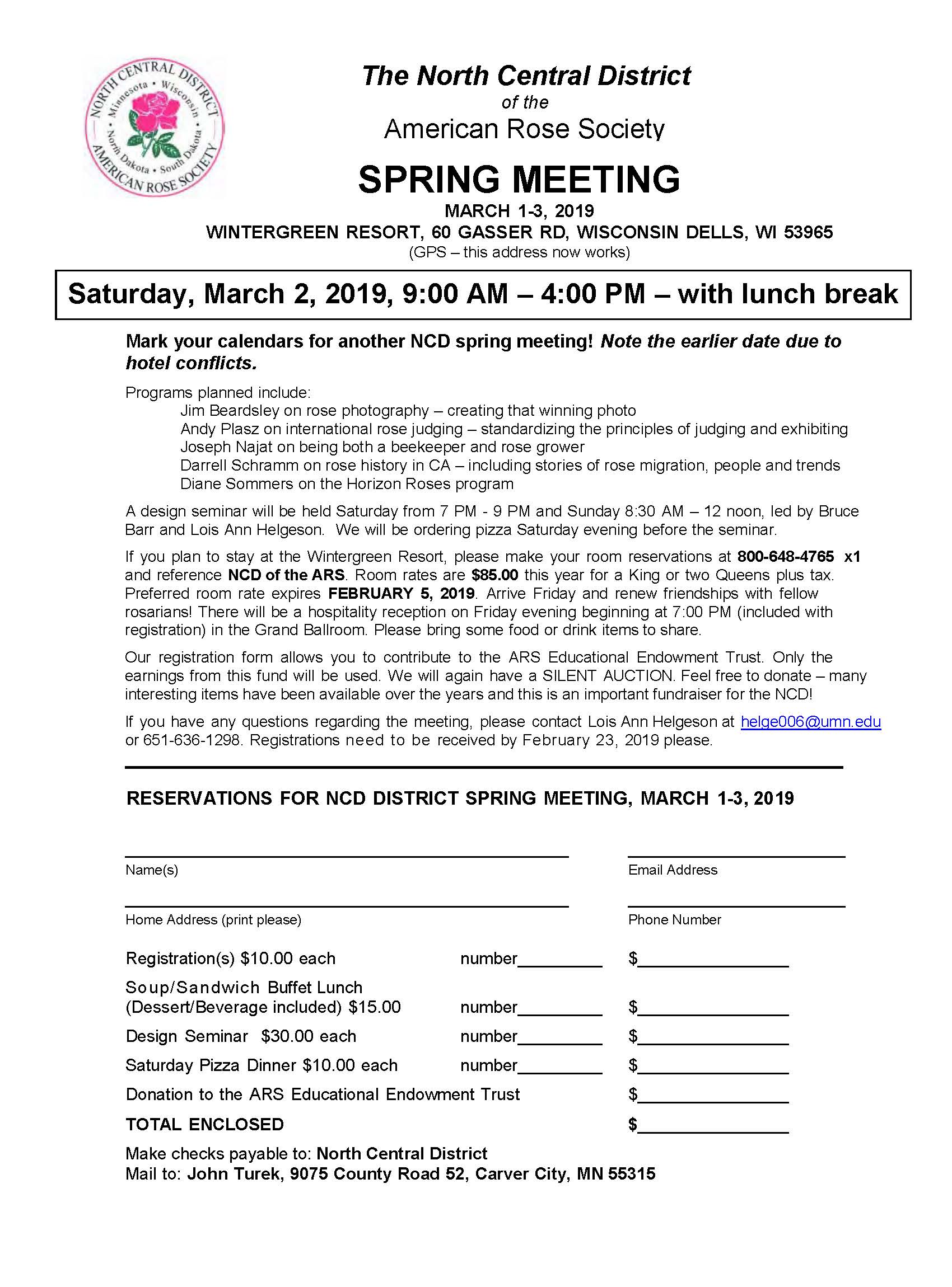 North Central District Spring Meeting - Minnesota Rose Society